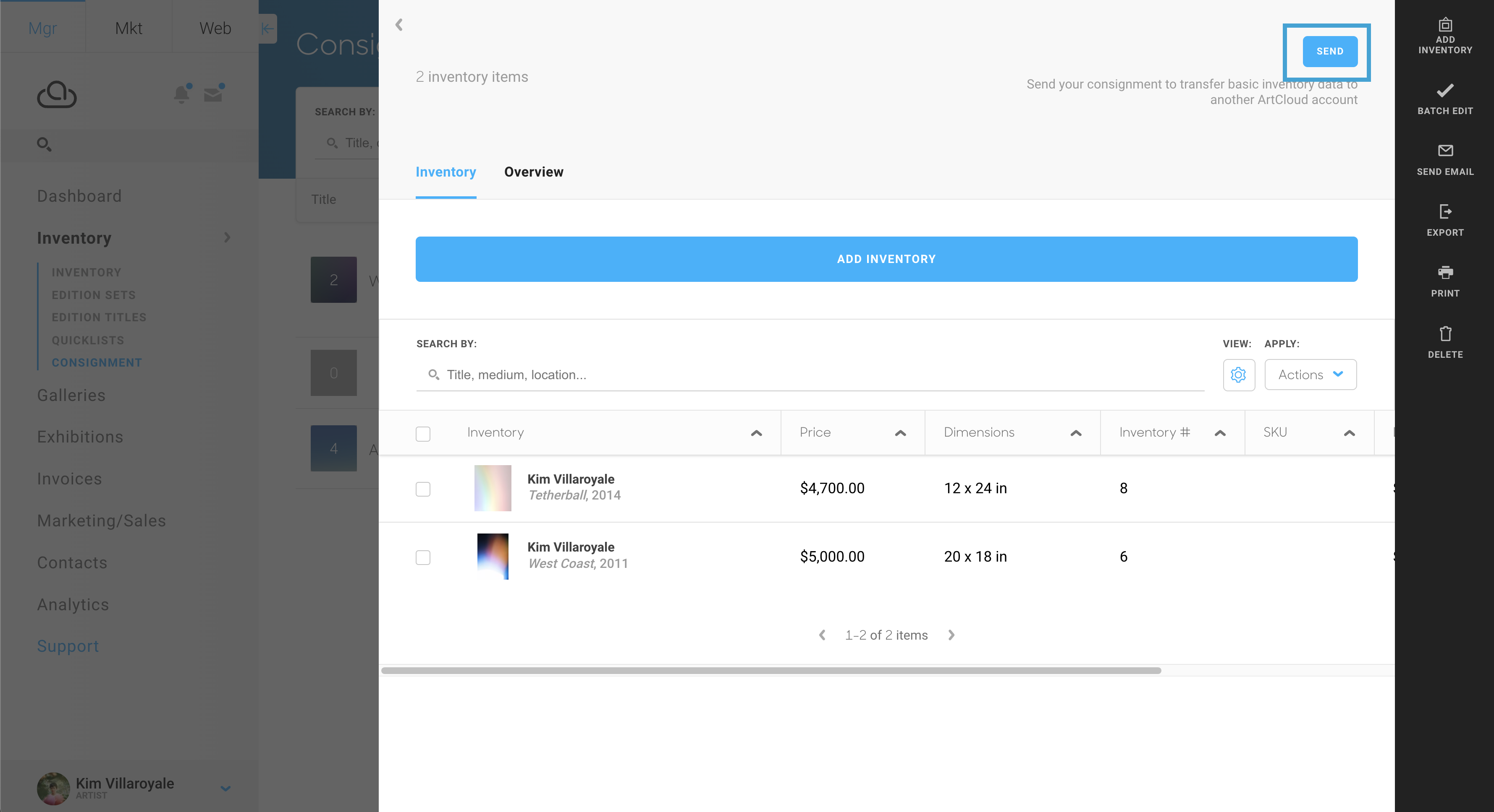 How to Create a Consignment List & send to a Gallery